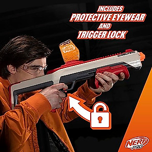 NERF Pro Gelfire Raid Blaster, Fire 5 Rounds at Once, 10,000 Gel Rounds, 800 Round Hopper, Eyewear, Toys for Teens Ages 14 & Up