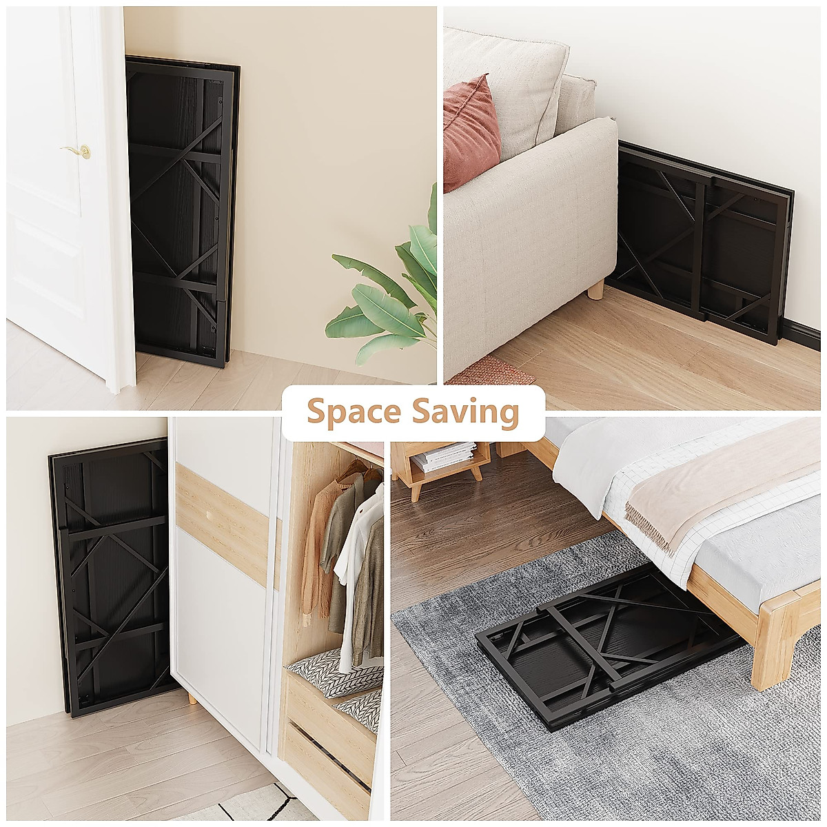 Elephance Folding Desk Writing Computer Desk for Home Office, No-Assembly Study Office Desk Foldable Table for Small Spaces