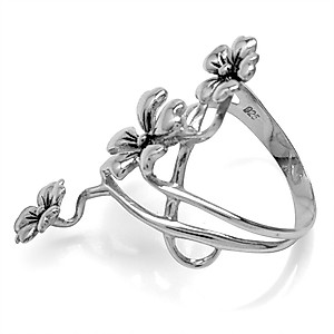 Silvershake 40mm Long 925 Sterling Silver 3 Flowers Ring Size 10