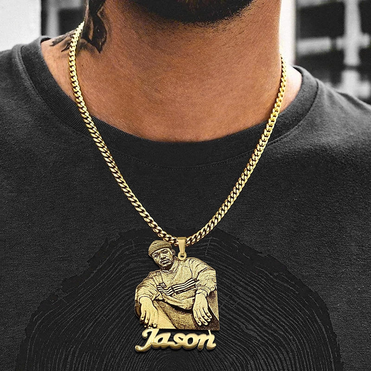 3UMeter Custom Necklace Personalized Necklaces for Women Men Engraved Picture Photo Pendant Necklace 18K Gold Silver Plated Necklace
