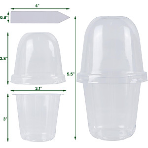 winemana 36 Set Nursery Pots with Humidity Dome, Clear Nursery Pots for Plants, Seed Starting Pots with Drainage Holes & Plant Labels for Vegetables Flowers Garden Plants