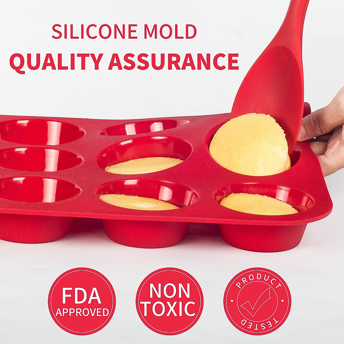 AIMLOT Muffin Pan Cupcake Set, Non-stick Silicone Muffin Pan for Making Muffin Cakes, Tart, Bread, BPA Free and Dishwasher Safe