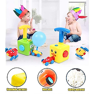 KLQQLK Balloon Powered Launch Car,Balloon Air Inflator Hand Push Mini Plastic Air Power Balloon Racer Vehicle Car Toy for Kids Gift (Frog)