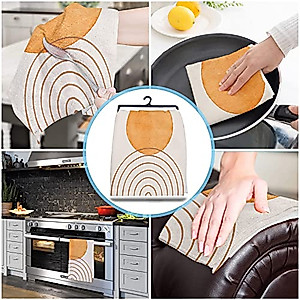 Chees D Zone Mid Century Arch Orange Sun Kitchen Towels Dish Cloth Towel Absorbent Hand Towel Cleaning Cloth,Boho Abstract Minimalist Art Dishcloth Quick Drying for Dishes Counter 1 Pack
