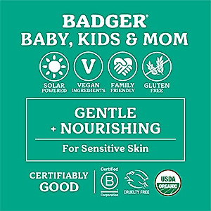 Badger - Pregnant Belly Oil, Rose & Vanilla, Certified Organic, Gentle & Soothing, Jojoba & Coconut Oil, Belly Oil for Stretched Skin During & After Pregnancy, 4 fl oz