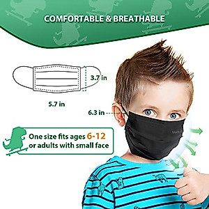 FriCARE ECOGUARD Kids Face Mask, Made-in-USA, 3-Layer Disposable Mask for Children, Breathable & Comfortable, 50 Pack (Black)