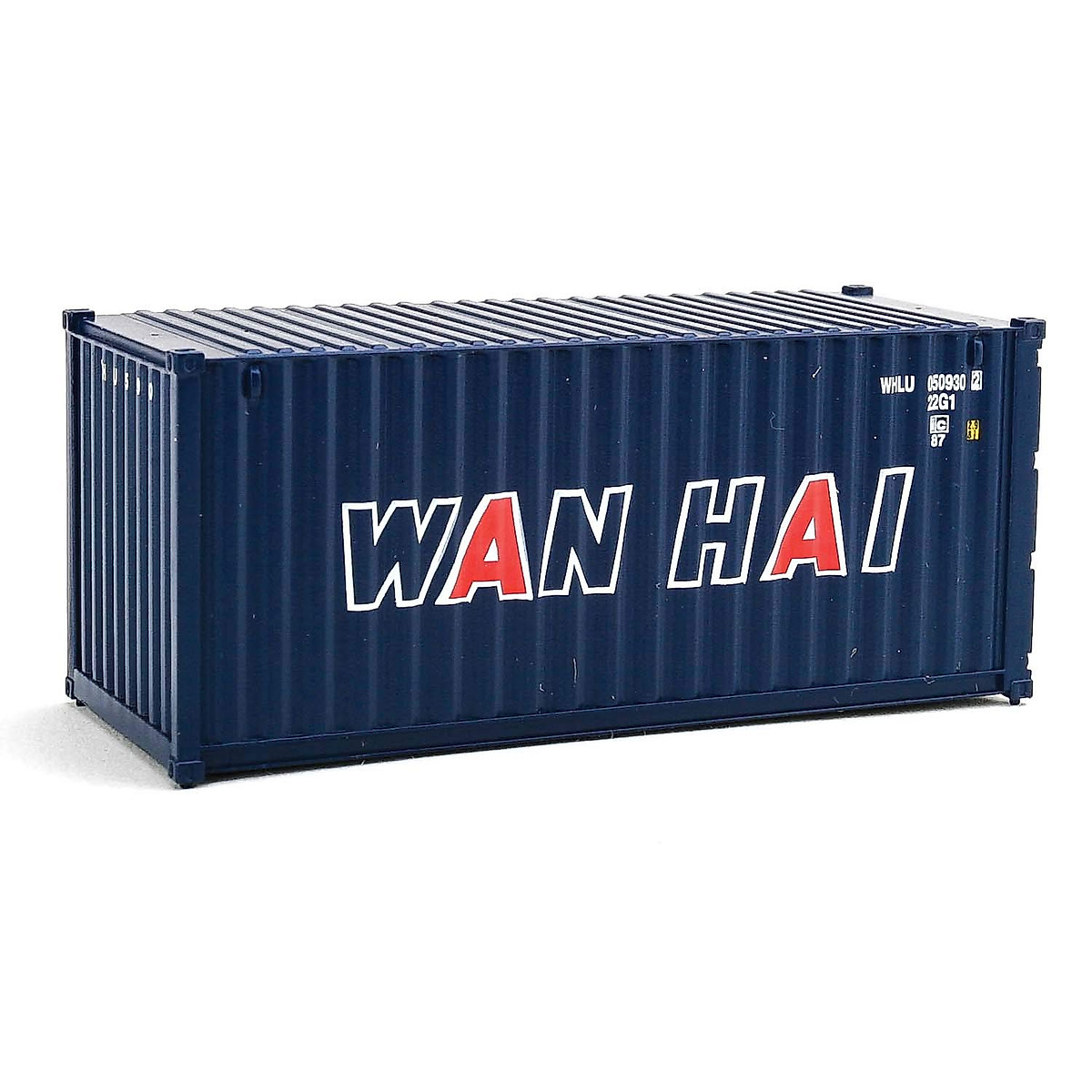 Walthers SceneMaster HO Scale Model of Wan Hai (Blue, White, red A Lettering) 20' Corrugated Container,949-8066
