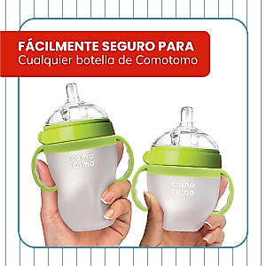 Baby Bottle Handle Grip for Comotomo 5 Ounce and 8 Ounce Silicone Bottles, 3 Pack, Green