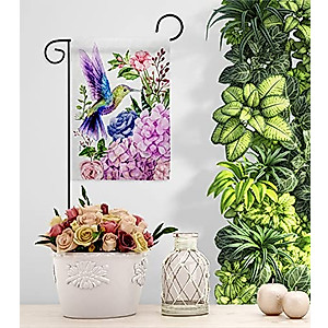 Breeze Decor Purple Hummingbird Garden Flag Friends Birds Flamingo Cardinal Peacock Springtime Natural Wildlife House Decoration Banner Small Yard Gift Double-Sided, Made in USA