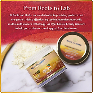 Chickpea & Kasturi Turmeric Facial Hair Removal Powder - For Men & Women, Chin, Jawline & Upper Lips - Depilatory Mask with Ayurvedic Herbs - Roots & Herbs, 2.11oz