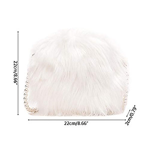Ladies Messenger Purse Women Faux Fur Crossbody Satchel Shoulder Bag Tote (White)