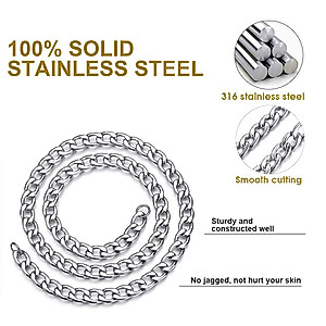 LEWECEEO Padlock Necklace Stainless Steel Lover Heart Lock Collar Choker for Men Women Silver 16-20 inch