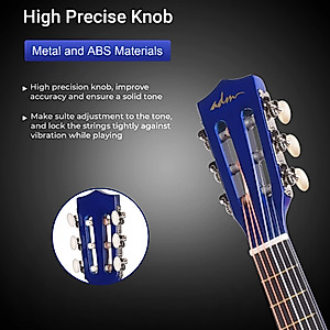 ADM Beginner Acoustic Classical Guitar 30 Inch Nylon Strings Wooden Guitar Bundle Kit for Kid Boy Girl Student Youth Guitarra Online Lessons with Gig Bag, Strap, Tuner, Extra Strings, Picks,Blue