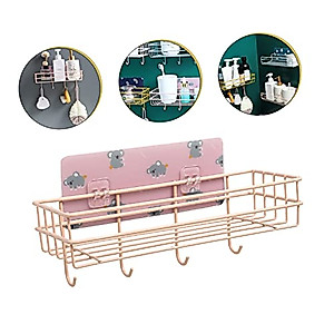 DOITOOL Wrought Iron Storage Rack Wall Baskets for Storage Cord Organizer Hitch Cargo Rack Wall Hanging Baskets for Storage No Shower Caddy Basket Shelf Wall-Mounted Wire Rack Vanity Shelf