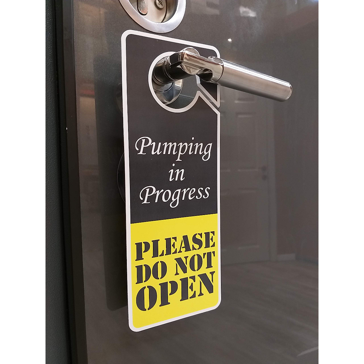 Do Not Disturb Sign - Pumping in Progress Do Not Open, Door Hanger 2 Pack, Double Sided, Ideal for Using in Any Places