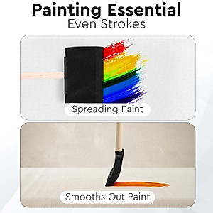 Vanitek 10 Piece Flat Flexible Poly Foam Bevel-Tipped Brush Set with Wooden Handles - Ideal for Applying Paint, Oil-Based Paints, Stain, Varnish, Enamel, Latex Paint, Smooth Surfaces, & Arts & Crafts