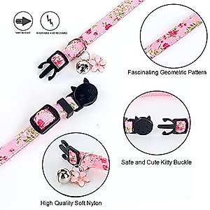 NISYYE Breakaway Cat Collar with Bell, 4 Pack Safety Adjustable Cat Collars Set