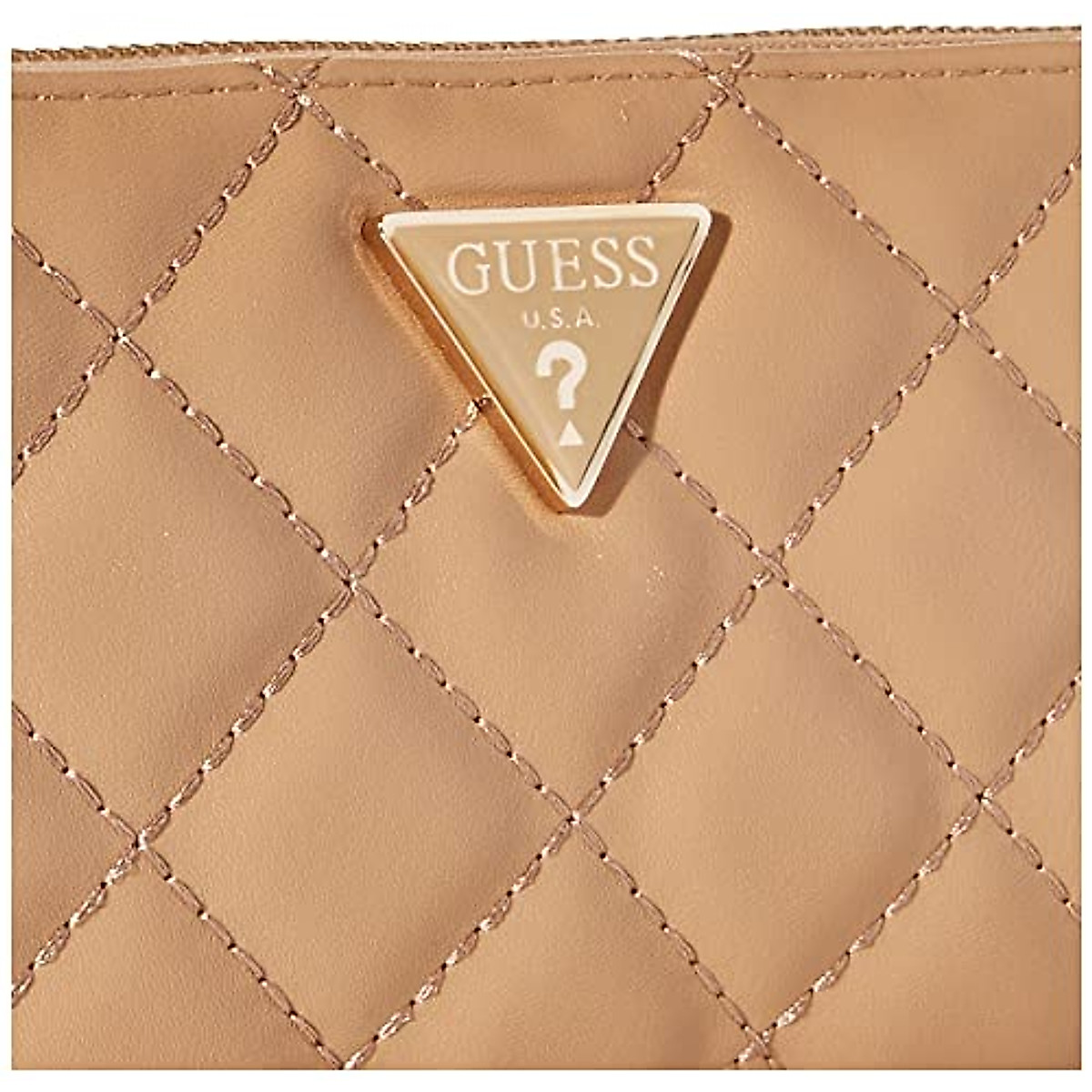 GUESS Cessily Large Zip Around Faux Leather Wallet, Beige