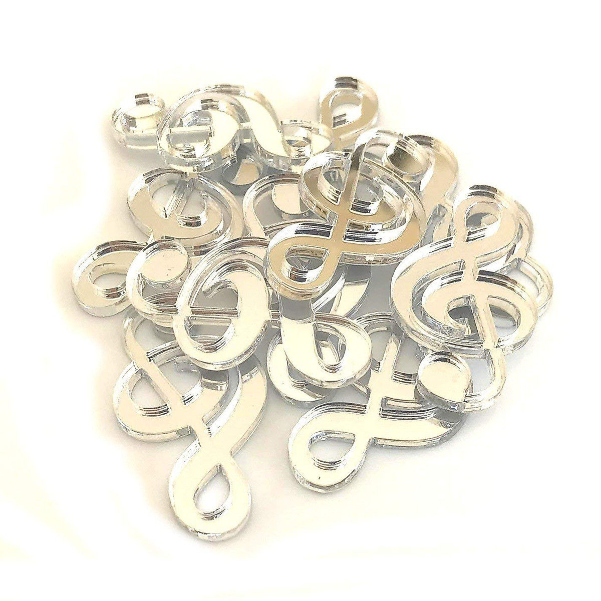 Super Cool Creations Clef Musical Note Shaped Crafting Mirrors, Set of 10, Many Colours, Shatterproof Acrylic, Blue Mirror, Pack of 10 x 3cm