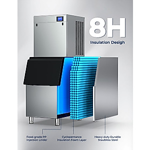 22" Commercial Ice Maker Machine 450LBS/24H with 250LBS Storage Bin, Powerfull Compressor, 182 Full Cube Ice Ready in 8-15 min, Air Cooled, Industrial Ice Machine for Business
