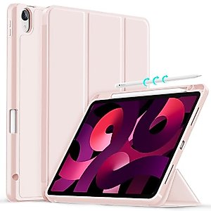 Gahwa iPad 10.9 Inch Case with Pencil Holder for iPad Air 5th Generation Case 2022/ iPad Air Case 4th Generation 2020[Support iPad 2nd Pencil Charging], Smart Case with Auto Sleep/Wake(Pink)