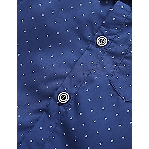 HeMarIsle Baby Toddler Boys Tuxedo Onesie Dress Shirt Bodysuit Formal Long Sleeve Rompers for Wedding Party (2150Blue, 6-9 M)