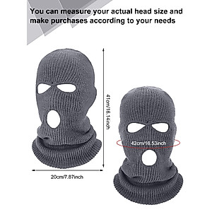 Geyoga 3 Pcs 3 Holes Ski Masks Knitted Full Face Cover Winter Balaclava Ski Mask for Outdoor Sports Men Women(Black, Army Green, Grey)
