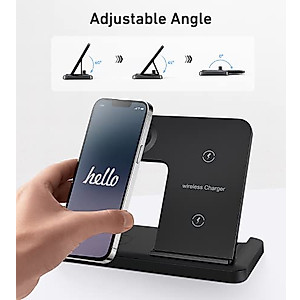 Wireless Charger, 4 in 1 Fast Charging Station Stand Compatible with iPhone 13/12/11/Pro/XS/XR/X/SE/8, 18W Charger Dock for Apple Watch 7/6/SE/5/4/3/AirPods Series/Apple Pencil 1st (Black)