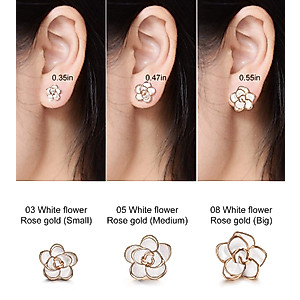 Flower Stud Earrings Hypoallergenic for Women - 18K Gold Plated Rose Earrings for Sensitive Ears, Nickel Free