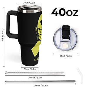 Sarcoma Cancer Awareness 40 Oz Tumbler with Handle And Straw Lid,Insulated Reusable Stainless Steel Travel Glass Mug 40 Ounces