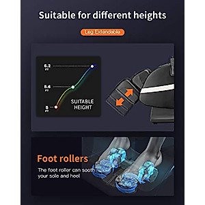 BestMassage Electric Shiatsu Zero Gravity Full Body Massage Chair Recliner with Built-in Heat Therapy Foot Roller Airbag Massage System Stretch Vibrating Wireless Bluetooth Speaker,Black