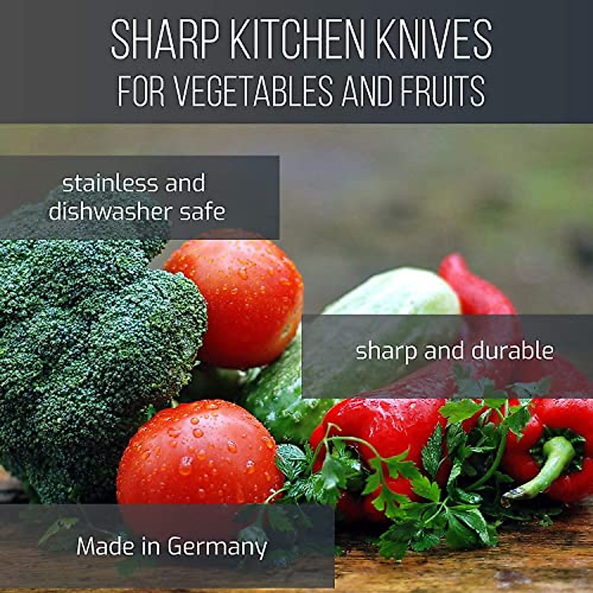 Sword & Crown Professional (Made in Germany, Solingen) Paring Knife Set of 4 Easy to Grip, Super Sharp, Rust and Corrosion Free Dishwasher Safe 3" Paring Knives/Vegetable Knives (4 piece)