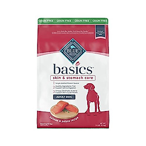 Blue Buffalo Basics Skin & Stomach Care, Grain Free Natural Adult Dry Dog Food, Salmon & Potato 11-lb