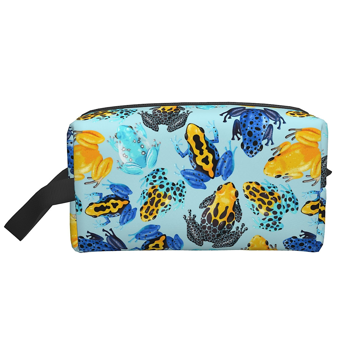 Women Lightweight Makeup Bag Pouch Compatible with Colorful Tropical Frogs Toiletry Bag, Funny Travel Cosmetic Bag Portable Bag with Zip for Office College