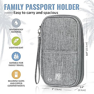 BOACAY Travel Document Organizer with RFID, Family Passport Holder, Wallet for Women & Men, Portable & Waterproof Case for Cards, Boarding Pass, Money