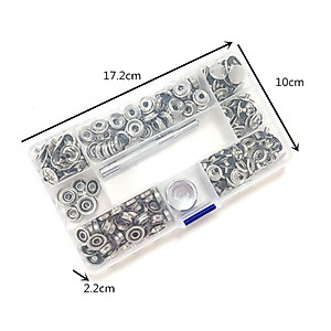 200 Pieces Stainless Steel Snap Fastener Kit, BetterJonny 15mm Heavy Duty Snap Button Press Stud Cap with Pliers and 3 Setting Tools for Marine Boat Canvas Bag Leather DIY Craft