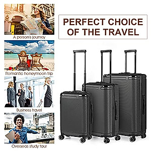 DAMEING Luggage Sets 3 Piece for Women, Hardside Suitcase Set with TSA Approved & Spinner Wheels, 28 inch Large Luggage, 24 inch Luggage, 20 inch Carry on Luggage, Gray