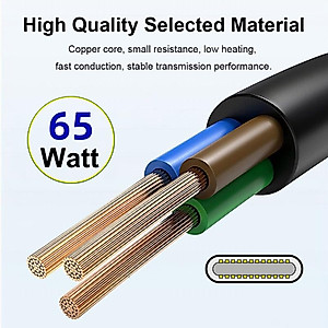 CY Cable Type C USB-C Input Source 65W to DC 4.0x1.3mm Power Charge Cable 19.5V Compatible with Laptop 18-20V