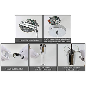 XiNBEi Lighting Pendant Lighting 1 Light Mini Pendant Lights with Glass and Bubble Crystal, Modern Chrome Hanging Pendant Light with LED Bulb for Kitchen & Dining Room XB-P1110-CH