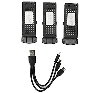 PUSOKEI 3PCS RC Drone Battery, 3.7V 1800mAh High Capacity UAV Battery, Remote Control UAV Battery with Charging Cable, Replacement Battery for SG S6 G6 Q6 RC Drone