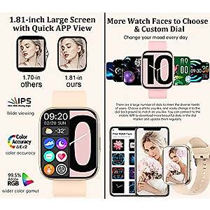 2023 Smart Watch (Answer/Make Calls), 1.81" Screen Smart Watches for Android Phones iPhone for Men Women IP67 Waterproof Fitness Tracker with Text Call Heart Rate SpO2 Sleep Monitor Black