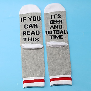 PWHAOO 1 Pair Beer Lover Gift Football Lover Socks If You Can Read This It’s Beer And Football Time Socks (Football Time Sock)