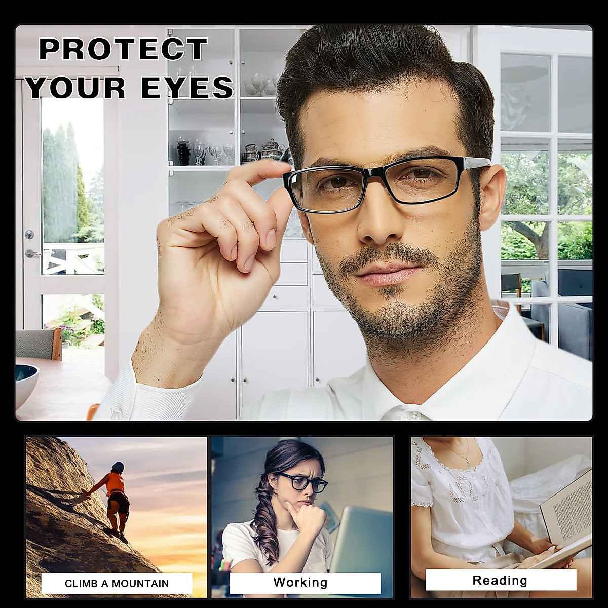 JOSCHOO Computer Reading Glasses for Women and Men 6 Pack Blue Light Blocking Spring Hinge Readers (Mix Color-2, 1.75)…