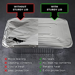 NYHI 9" x 13 ” Aluminum Foil Pans With Lids (10 Pack) | Durable Disposable Grill Drip Grease Tray | Half-Size Deep Steam Pan and Oven Buffet Trays | Food Containers for Catering, Baking, Roasting'