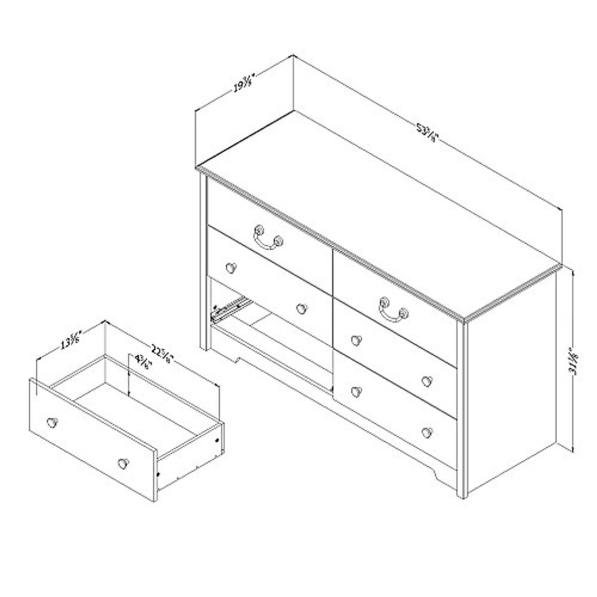 South Shore Aviron 6-Drawer Double Dresser, Blueberry