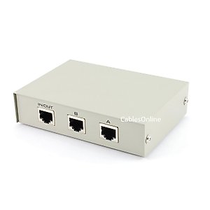 CablesOnline Compact 2-Way RJ45 Ethernet Network Push Button Metal Mini Switch Box (SB-034P)