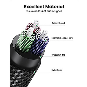 UGREEN 3.5mm Headphone Extension Cable Right Angle Aux Extender Stereo Jack Male to Female Earphone Lead Nylon Cord Compatible with Smart TV, Car Radio, PC, MacBook, Speaker, MP3 Player, Phone, 6FT