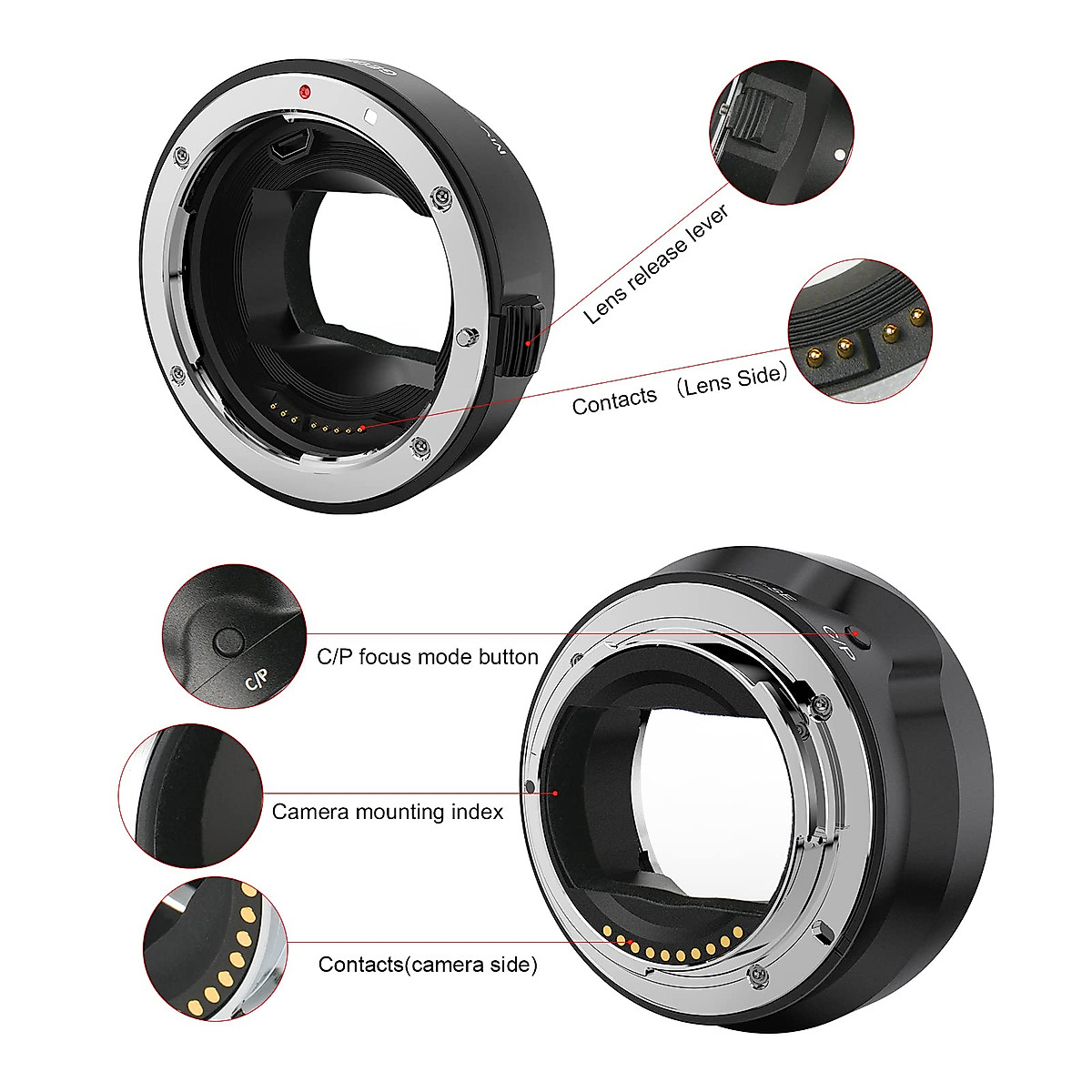 GEORDGY EF/EF-S Lens Mount Adapter Compatible with Canon EF/EF-S Lens for Sony E Mount Mirrorless Cameras Series A9 A7R5 A7R4 A7R3 A7R2 A7R4A A7M3 A7M2 A7R A7S A7 A7C Auto-Focus Lens Converters Ring