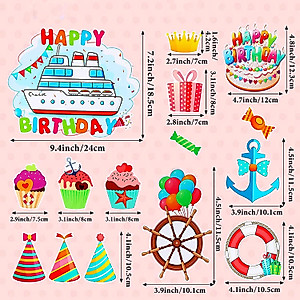15 Pcs DIDODI Birthday Cruise Door Decorations Funny Magnetic Cruise Door Magnets Cruise Fridge Carnival Happy Birthday Decal Ship Door Birthday Magnets for Ship Party Refrigerator