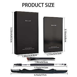 Eyebrow Powder Makeup Kit-3 Colors Eye Brow Powder Palette Long-Lasting Waterproof, Dark/light Brown Brow Filler, Fill & Sculpt Full Eyebrows for Women, With Mirror, Brow Brush & Razor-Set 02